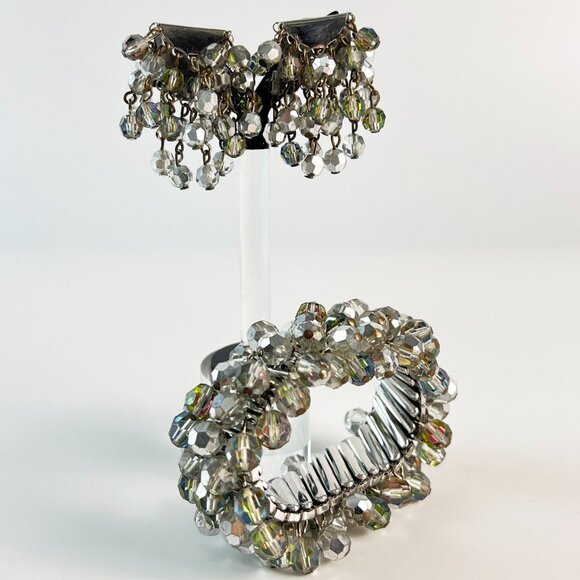 Coro | Jewelry | Vintage Ab Crystal Waterfall Cha Cha Expandable ...